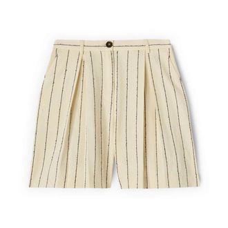 Motivi Short &agrave; rayures tennis The Tailoring Lab - Femme - Shorts - Blanc - Taille: 34 FR