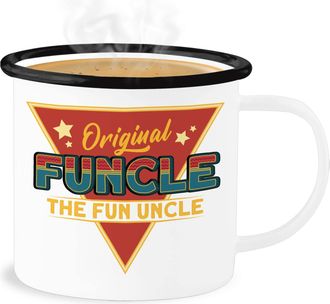 Shirtracer Emaille Becher Blechbecher - Onkel Tassen - Original Funcle - The Fun Uncle - V1-300 ml - Weiß Schwarz - geschenk tasse geschenke bester für den beste