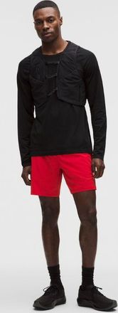 lululemon Short Pace Breaker non doubl&eacute; pour Hommes - 18 cm - Rouge - Taille XL