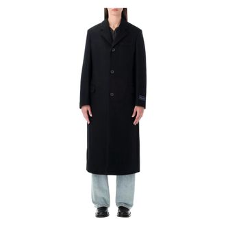 Sporty & Rich Signature Logo Wollmantel - - Coats - Damen - Schwarzk - S