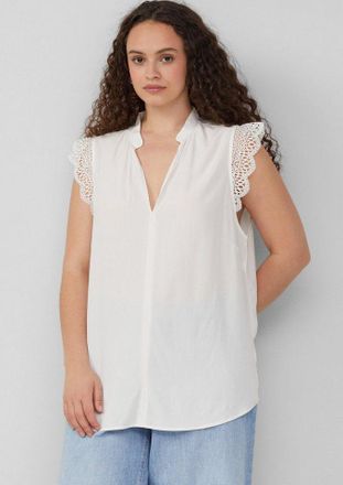 QS by s.Oliver Blusentop Bluse Blusentop mit Spitzendetail