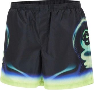 Casablanca Homme, Maillots de bain, Noir, Taille: XL Sporchid Printed Swim Shorts