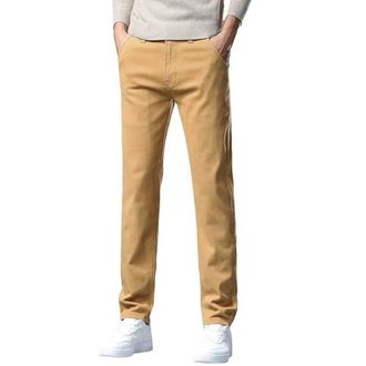 Generic Jean classique &agrave; jambe droite pour homme - Coupe ajust&eacute;e - Avec poches - L&eacute;ger - Basique - Style d&eacute;contract&eacute; - Confortable et r&eacute;sistant, jaune, 3XL