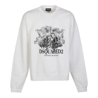 Dsquared2 Homme, Sweatshirts et sweats &agrave; capuche, Blanc, Taille: S Relax Fit SweaT-shirt