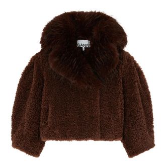Ganni Maxi Shearling Crop-Jacke - - Jackets - Damen - Braun - S
