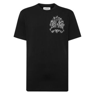 Philipp Plein Homme, Tops, Noir, Taille: XL T-shirt &agrave; col rond Vintage Crest And Skull