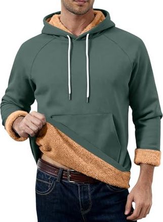 Generic Sweat &agrave; capuche pour homme - Cordon de serrage - T-shirt &agrave; manches longues - Couleur unie - Sweat &agrave; capuche doubl&eacute; - Confortable - Pull en polaire d&eacute;c