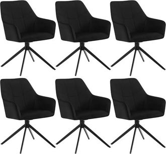 Woltu Chaises de Salle &agrave; Manger Pivotantes Lot de 6, Chaise de Cuisine Pivotante avec Pieds en M&eacute;tal Noir, Fauteuils Rembourr&eacute;s avec Dossier, Velours, Noir,