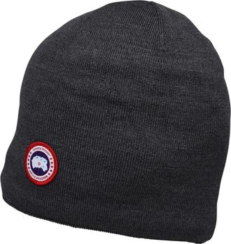 Canada Goose Homme, Accessoires, Gris, Taille: ONE Size Bonnet en laine avec &eacute;cusson logo