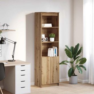 vidaXL Vidaxl - Buffet haut ch&ecirc;ne artisanal 50x35x180 cm - Bois ding&eacute;nierie durable - 5 &eacute;tag&egrave;res - Capacit&eacute; de charge 60 kg