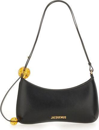 Jacquemus Womens Shoulder Bag Bisou Perle Black Cotton; Cow Leather