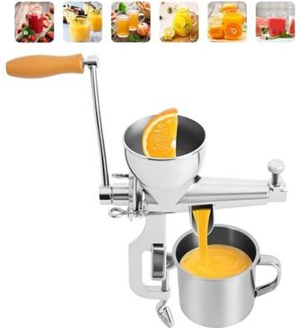 Generic Presse-agrumes en acier inoxydable avec manivelle | Presse-agrumes manuel lent pour l&eacute;gumes, fruits, c&eacute;leri, chou fris&eacute;, persil, &eacute;pinards, tomates, ra
