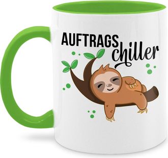 Shirtracer Tasse Tassen 325ml - Statement Sprüche - Auftragschiller mit Faultier schwarz - 325 ml - Hellgrün - spruchtasse sarkasmus haferl spruchtassen spruch k