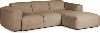 Studio Copenhagen home24 Ecksofa 3-Sitzer mit Longchair Braun Cordstoff Snor 251cm Longchair davorstehend rechts Modern