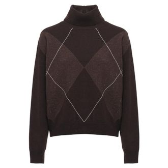 PESERICO Pullover aus Wolle- Seide und Kaschmir mit Monil-Kette - - Knitwear - Damen - Braun - M