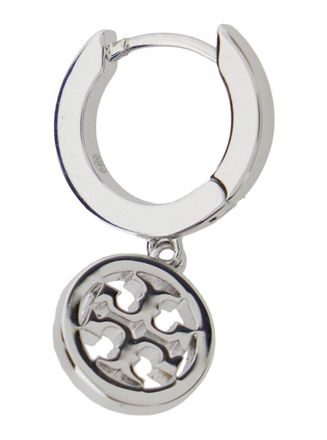 Tory Burch Womens Earrings Icon Plated Silver Metallic Brass