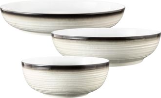SELTMANN WEIDEN Terra Foodbowl Set 3-teilig, 20cm 25cm und 28cm, Servierschalen mit spiralf&ouml;rmigem Relief, Sp&uuml;lmaschinen- und mikrowellenfest, Porzellan, Corso