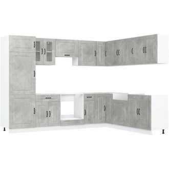 vidaXL 14-tlg. K&uuml;chenschrank-Set Kalmar Betongrau Holzwerkstoff Vidaxl