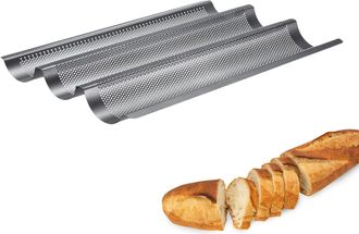 Westmark Baguette Backform, Für 3 Baguettes, Länge: je 38,5 cm, Stahl, antihaft-beschichtet, Long, Anthrazit, 32982260