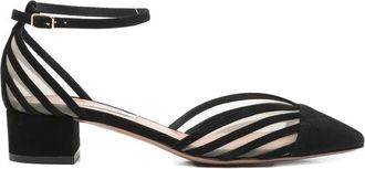 Aquazzura Femme, Chaussures, Noir, Taille: 38 1/2 EU Escarpins ray&eacute;s &agrave; talon bloc