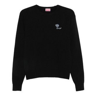 Kenzo Tulpen-Logo-Stickerei Pullover aus Rippstrick-Baumwolle - - Knitwear - Damen - Schwarzk - S