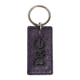Dolce & Gabbana Leder Logo Metallring Schl&uuml;sselanh&auml;nger Schl&uuml;sselring - - Accessories - Herren - Lila - ONE SIZE