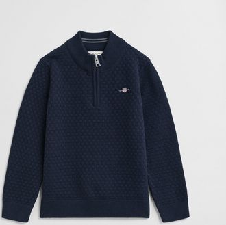 GANT Kinder Troyer mit Mikrostruktur (122/128) EVENING Blau