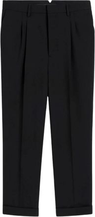 Ami Homme, Pantalons, Noir, Taille: W40 Pantalon Coupe Carotte en Laine Noire