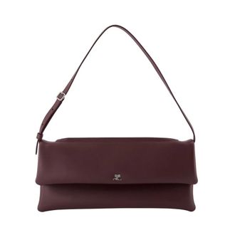 Courrèges Femme, Sacs, Rouge, Taille: ONE Size Pochette Poignet en Cuir Bordeaux Crossbody