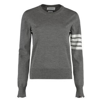 Thom Browne Gestreifter Wollpullover mit gekn&ouml;pften Manschetten - - Knitwear - Damen - Grau - M