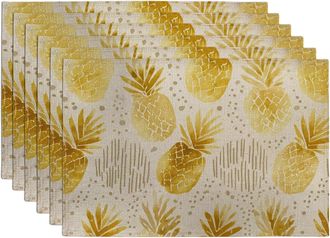 Generic Ananas-Tischsets, Gelb, tropische Früchte, Platzsets für Esstisch, rutschfest, waschbar, für drinnen und draußen, Party, dekoratives Tischset, 6 Stück