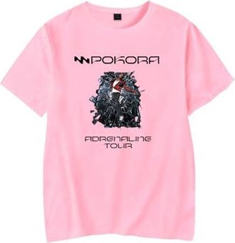 Generic M. Pokora Adrenaline Tour Tee &agrave; manches courtes et col rond pour femmes et hommes, T-shirt d&eacute;contract&eacute; de mode, rose, XL