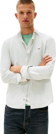 Tommy Jeans Herren Hemd Stripe Oxford Slim Fit, Gr&uuml;n (Cloudy Jade Stripe), L