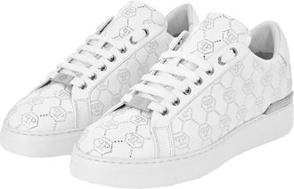 Philipp Plein Low-Top Sneaker - Lo-Top Turnschuhe Monogram Verziert - Gr. 36 (EU) - in Weiß - für Damen