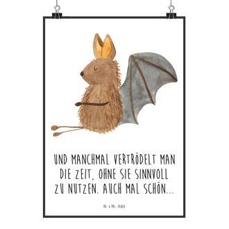 Mr. & Mrs. Panda Bild Fledermaus Sitzen DIN A4 - Geschenk, drucke, Fledermäuse, Wanddekoration, Plakat, Entspannen, Poster, wanddeko, Lustige Sprüche, Motivation