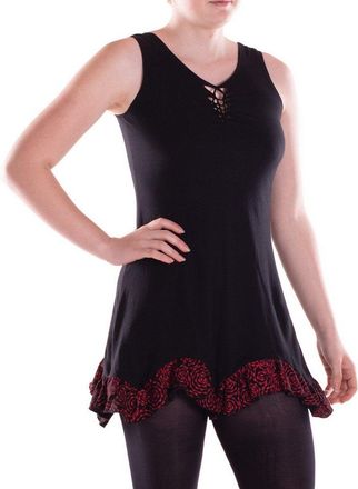 vishes Sommerkleid Damen Mini-Kleid Tunika Baumwolle Cutwork-Lagenlook Racerback Alternative Bekleidung, Ethno, Hippie, Retro Style