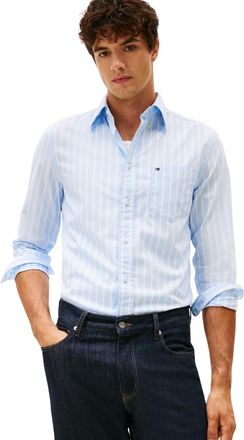 Tommy Hilfiger Herren Hemd Flex Poplin Ground Stripe Regular Fit, Blau (Sweet Blue/Stripe), XXL