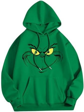 Generic Le Grinch Sweat Femme A Capuche De Pyjama Christmas Deguisement Noel Adulte Moche Plaid Chaud Pilou Vêtements 2025 Sweatshirts Femmes Pull Polaire Pul