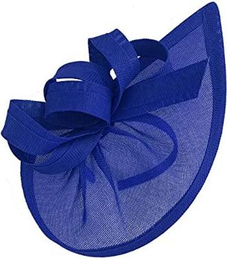 Caprilite Chapeau bibi végétalien sur bandeau pour mariage, courses hippiques, disque Sinamay sur mesure, bleu marine, Taille unique