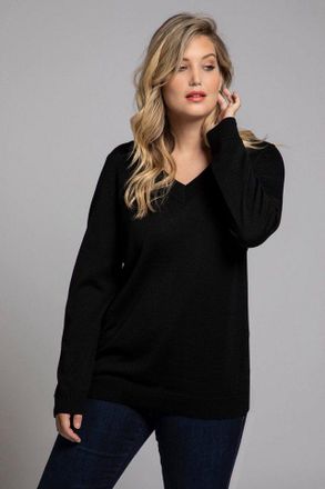 Ulla Popken Strickpullover Pullover V-Ausschnitt Langarm weicher Feinstrick