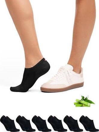 Danish Endurance Chaussettes Invisibles, Femme Homme, 6 Paires, Noir, 35-38