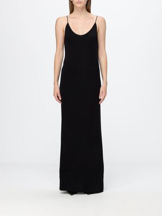 Saint Laurent Robe longue nuisette en viscose stretch &agrave; fines bretelles