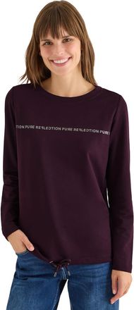 Cecil Damen 3228479 Langarmshirt mit Wording, Eggplant Red, XXL