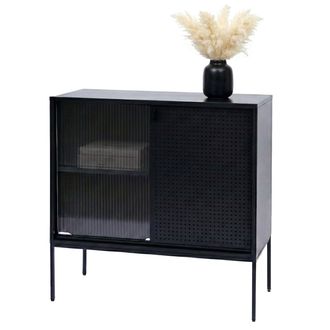 Mendler Kommode HWC-O90, Schrank Sideboard Highboard, Industrial Stauf&auml;cher Schiebet&uuml;ren Metall 85x80x45cm - schwarz
