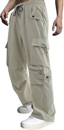 Generic Pantalon cargo pour homme - Pantalon baggy de parachute - Streetwear - &Eacute;lastique - Cordon de serrage - Pantalon de surv&ecirc;tement l&eacute;ger - Jambe large - P