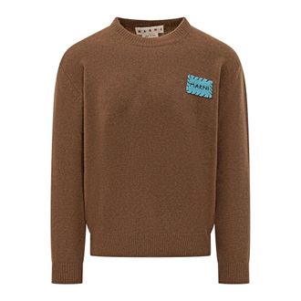Marni Homme, Sweatshirts et sweats &agrave; capuche, Brun, Taille: M Pull avec &eacute;cusson logo
