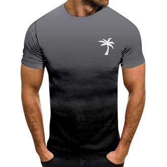 Generic T-shirt pour homme avec d&eacute;grad&eacute; de noix de coco pour homme, couleur unie, manches courtes, imprim&eacute;, Noir, XXL