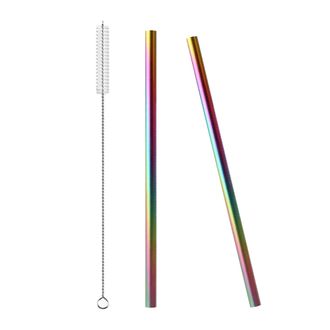 Generic 2 St&uuml;ck gerade, wiederverwendbare Metall-Trinkhalme mit Reinigungsb&uuml;rste, kompatibel mit Stanley-Bechern, BPA-frei und umweltfreundlich, sp&uuml;lmaschinen