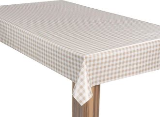 Laro Wachstuch-Tischdecke Wachstischdecke Gartentischdecke Karo Kariert Beige, Muster:Karo Kariert Beige, Größe:140x1000