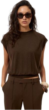 Closed Femme, Pulls, Brun, Taille: 40 FR Haut en Maille &agrave; Col Rond